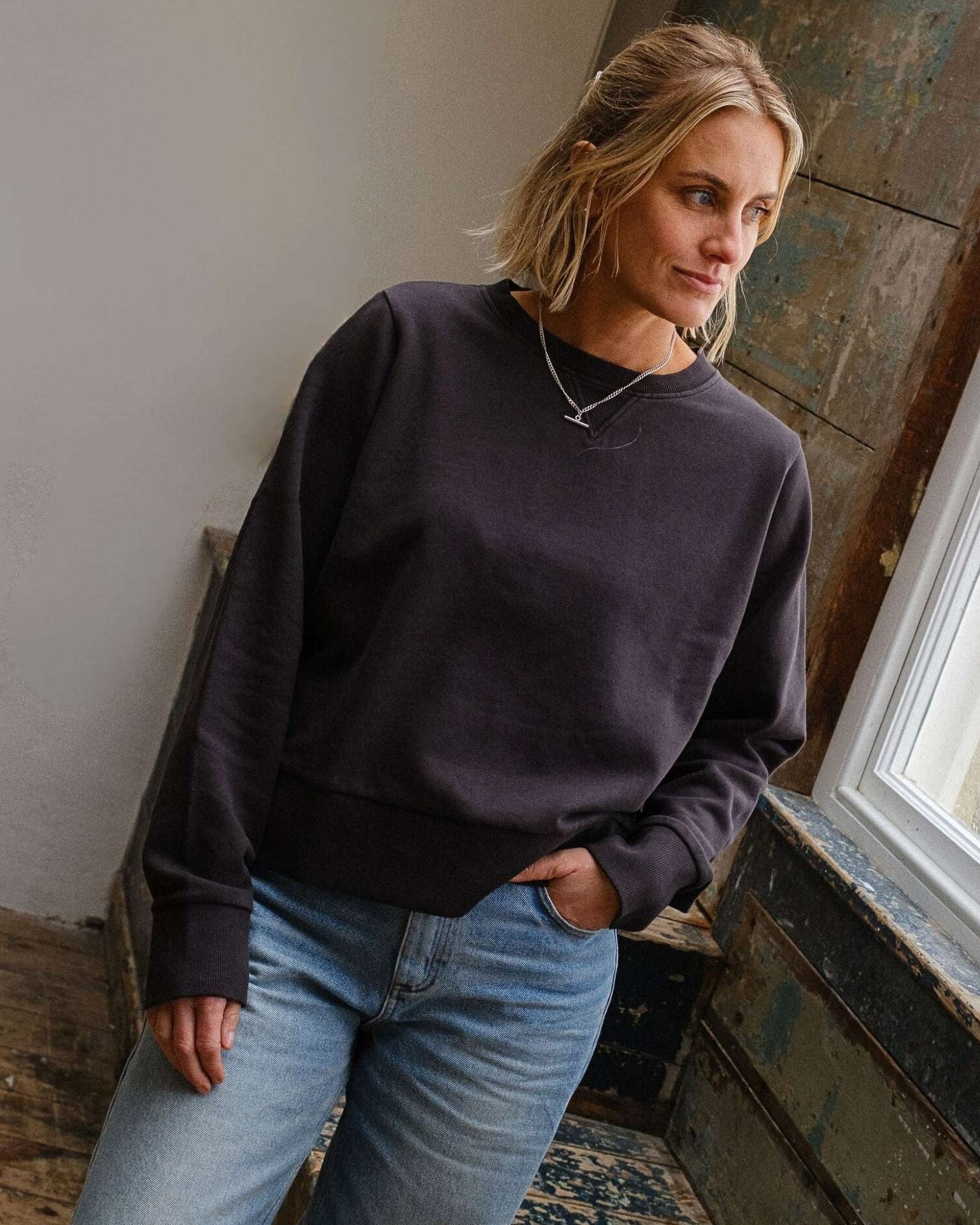 Verity Organic Cotton Slate Sweatshirt | Ivy Clothing