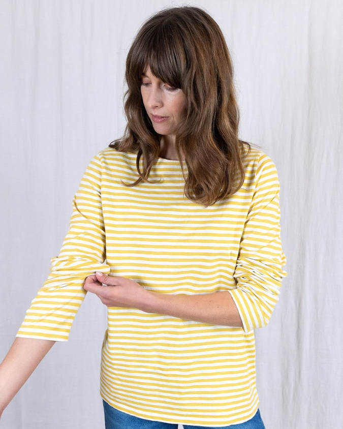 Sadie Women's Organic Cotton Slub Jersey Crew Neck T-shirt Yellow ...
